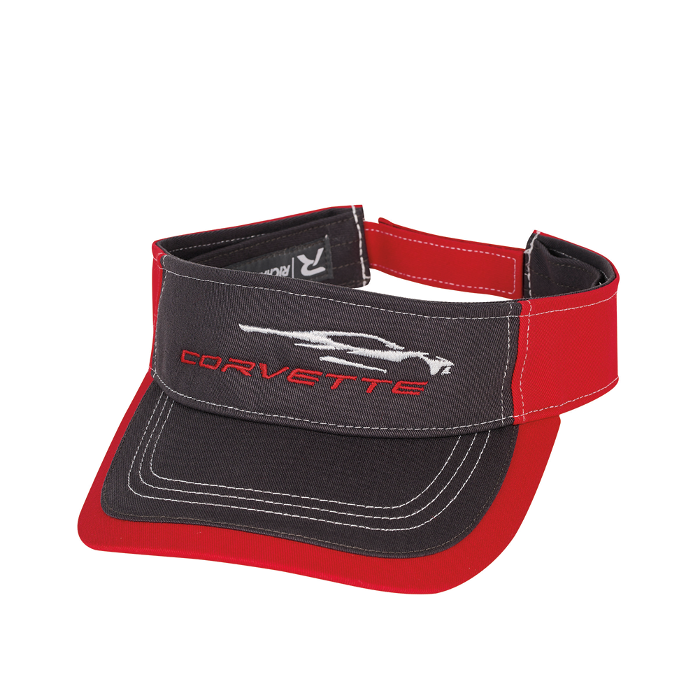 C8 Corvette Gesture - Visor Embroidered : Red/Charcoal – CorvetteGuys.com