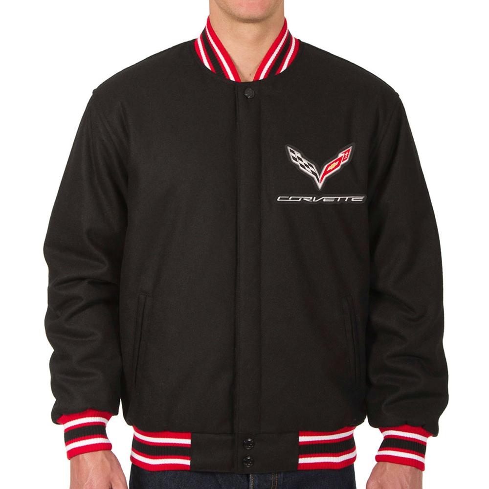 Corvette Reversible Wool Varsity Style Jacket - Black w/Red : C7 Sting ...