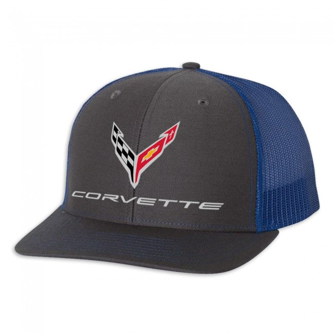 C8 Corvette Mesh Back Cap : Charcoal / Royal Blue – CorvetteGuys.com
