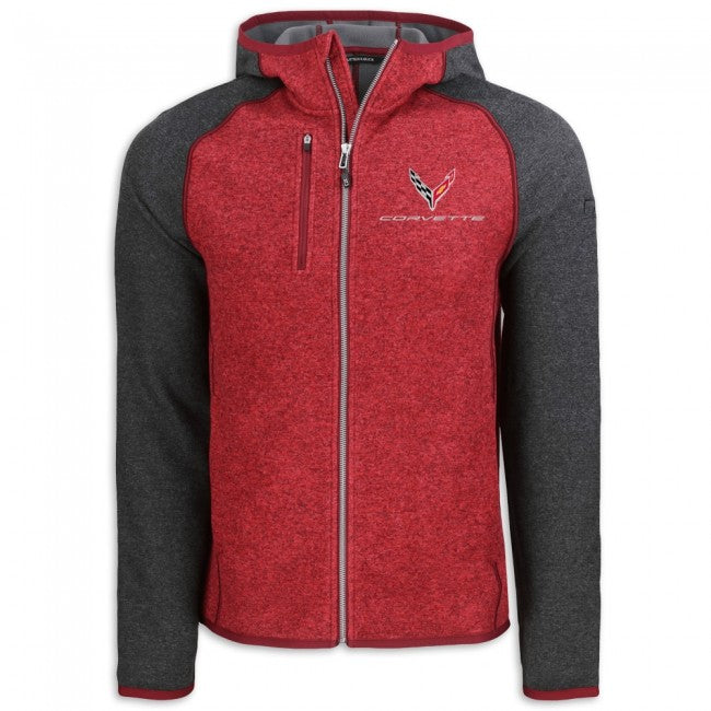 C8 Corvette Cutter & Buck Hooded Zip Up Fleece - Red/Black ...