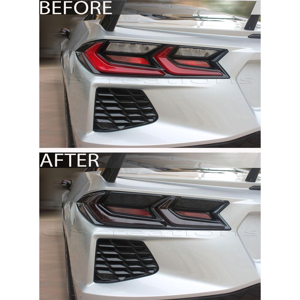 C8 Corvette Rear Tail Light Molded Rear Blackout Smoked Covers FREE ...