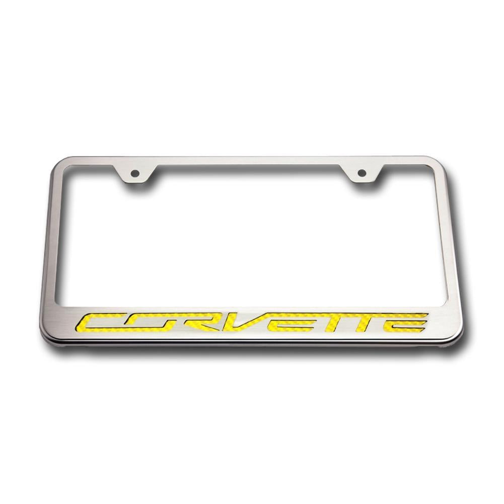 C7 Corvette Stingray License Plate Frame - Chrome w/Stainless Steel ...