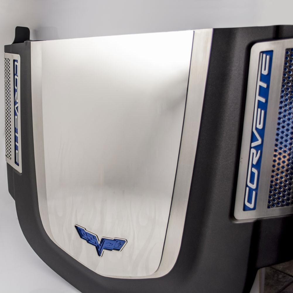 Corvette Flame Etched Engine Shroud Cover - Polished Stainless Steel ...